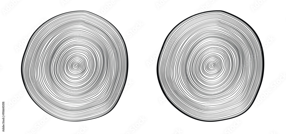Cartoon drawing annual rings or growth rings. Deforestation. Tree or ...