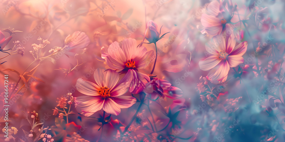 Delicate background of graceful flowes. Flowing pastel colors. Close-up ...
