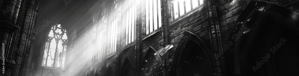 Eerie Luminescence from Church Windows Piercing the Darkness, Hinting ...