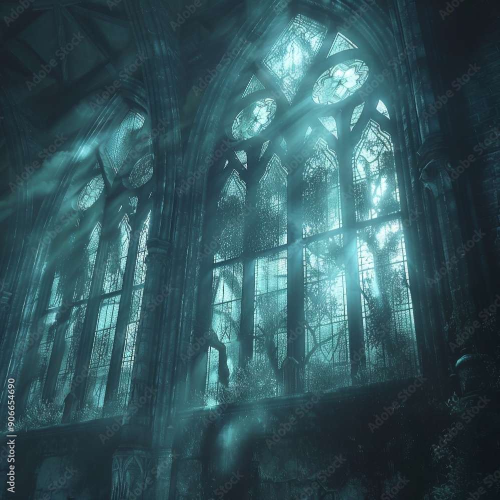 Eerie Luminescence from Church Windows Piercing the Darkness, Hinting ...