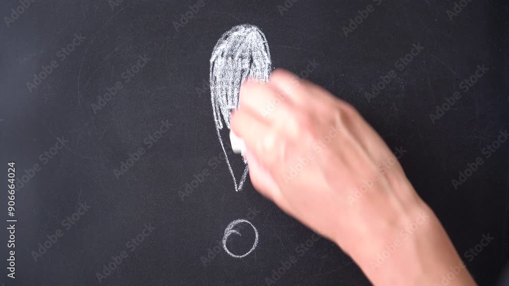 An exclamation mark drawn with white chalk on a chalkboard. Exclamation ...