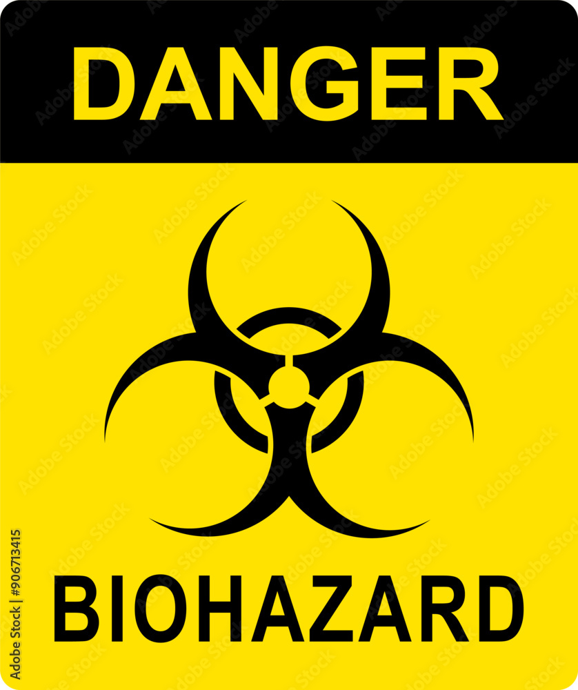 Biohazard warning sign or symbol, caused by biological microorganisms ...