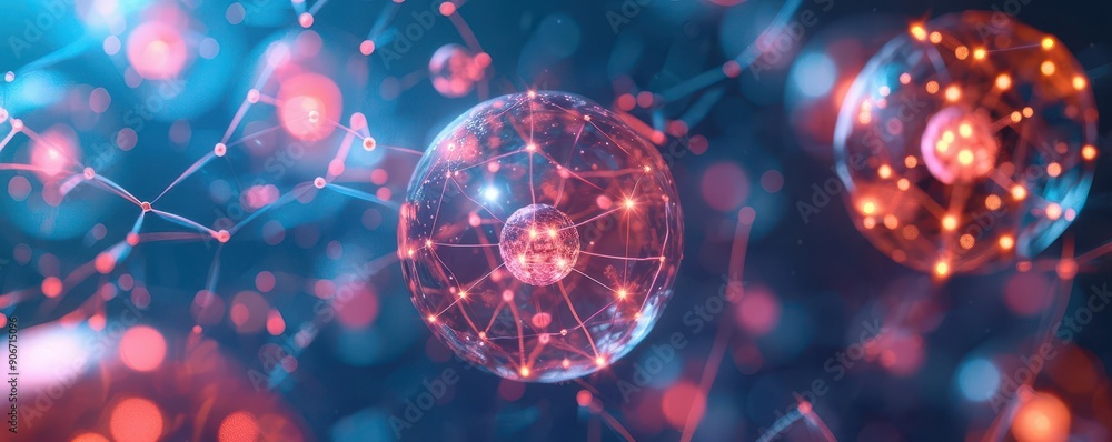 Protons and neutrons in atomic nucleus, core composition, top view ...