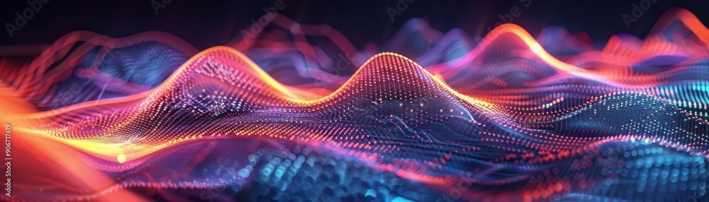 Wave function analysis, quantum particles, side view, probability ...