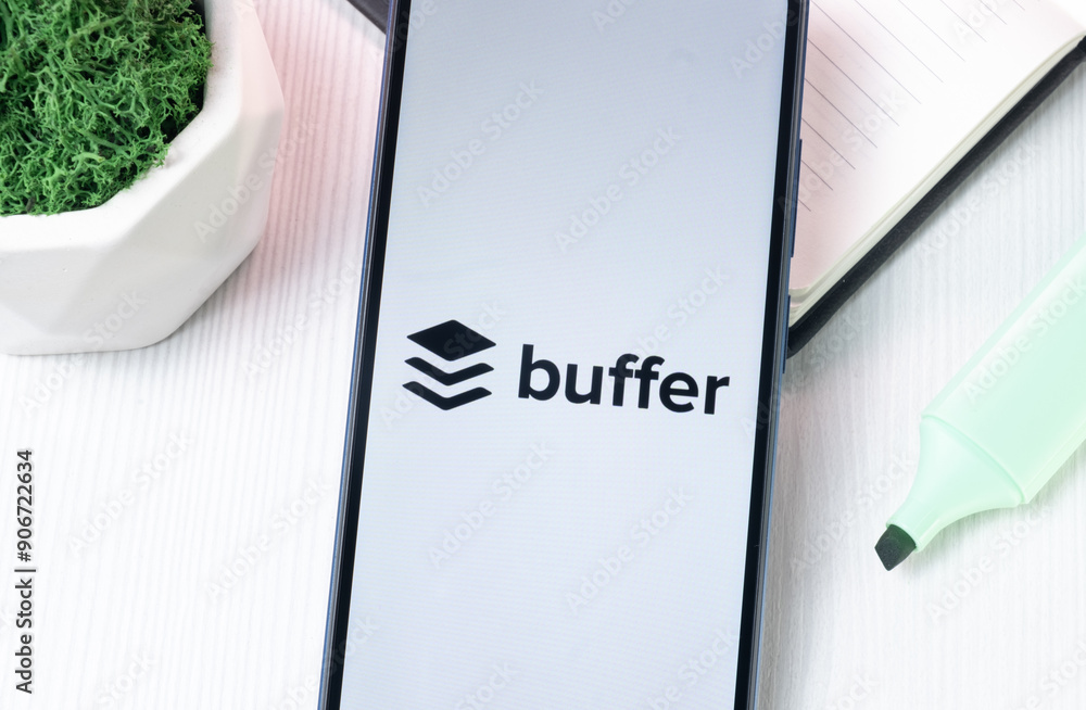New York, USA - 1 August 2024: Buffer Logo on Phone Screen, Company ...