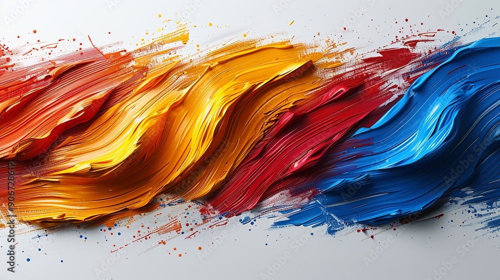 Dynamic abstract background with bold paint strokes in primary colors ...
