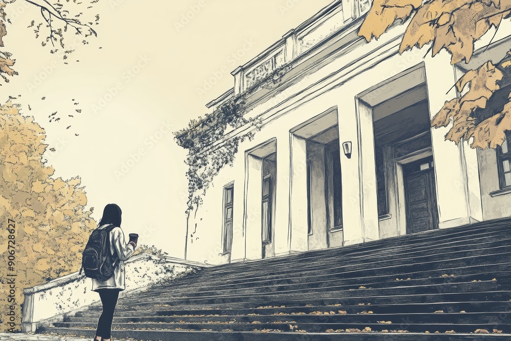 old school memories. university building with ivy on the walls, a ...