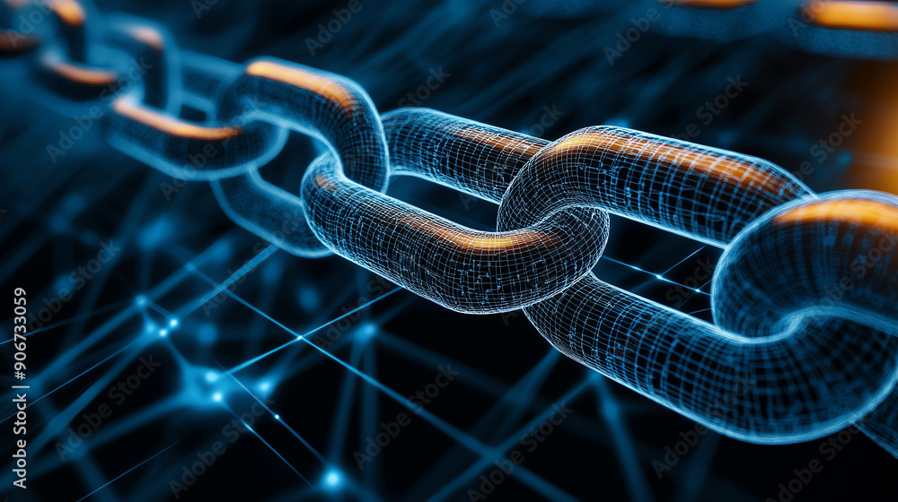 3D cloud network with blockchain technology integration, represented by ...