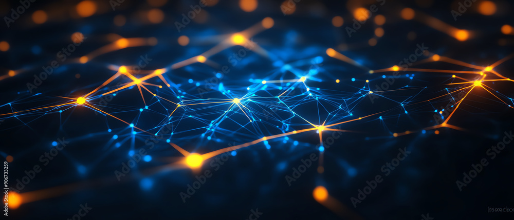 3D rendering of a cloud network with nodes and connections, visualized ...