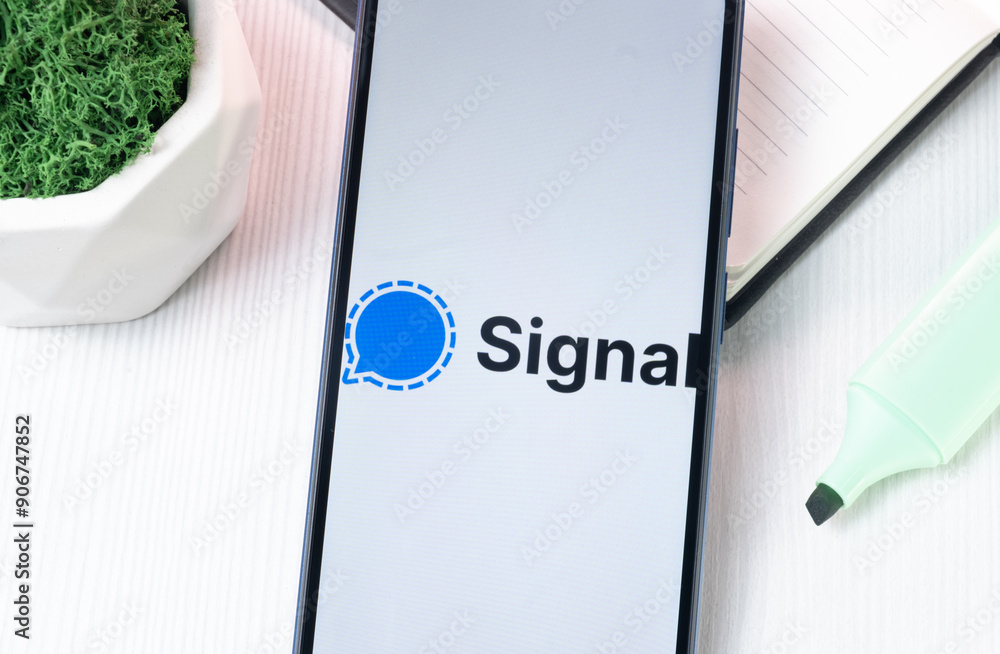 New York, USA - 1 August 2024: Signal App Logo on Phone Screen, Icon on ...