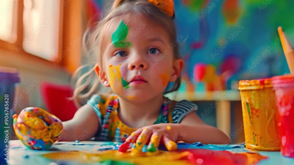 Children and friends paint with their own creativity in colorful colors ...