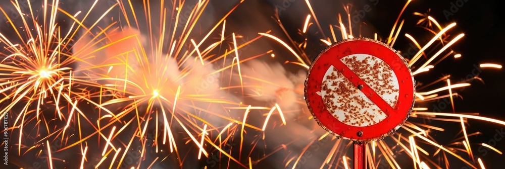 No fireworks allowed sign in red and white Redistributions are not ...