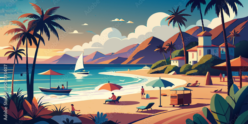 Beech scene, vector illustration, children's story, beech tree, forest ...