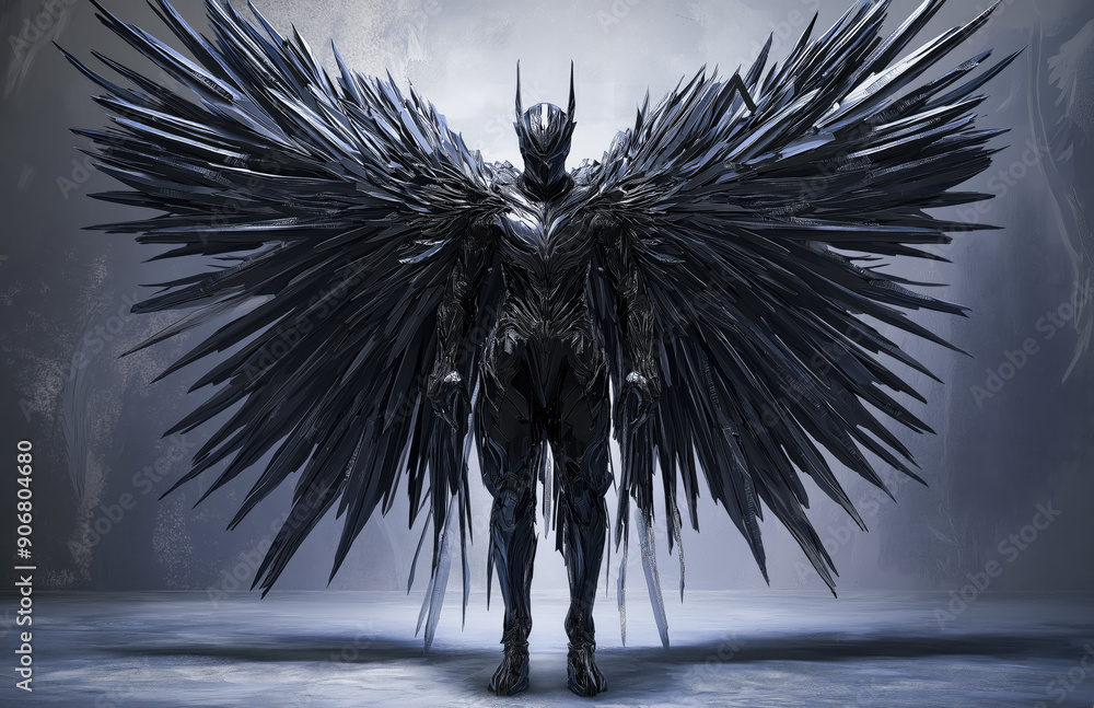 concept art of an elegant angel made out of many long blades, character ...