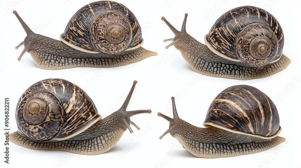 Four slugs are shown in a row, each with a different color and pattern ...