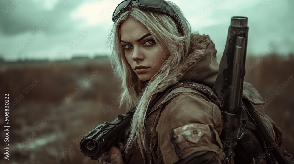 Warrior woman character carry weapons during disasters to survive ...