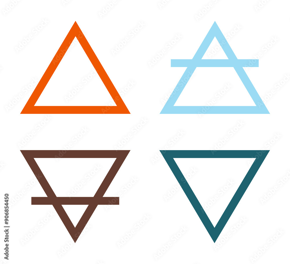 Alchemy symbols of the Four Elements on transparent background Stock ...