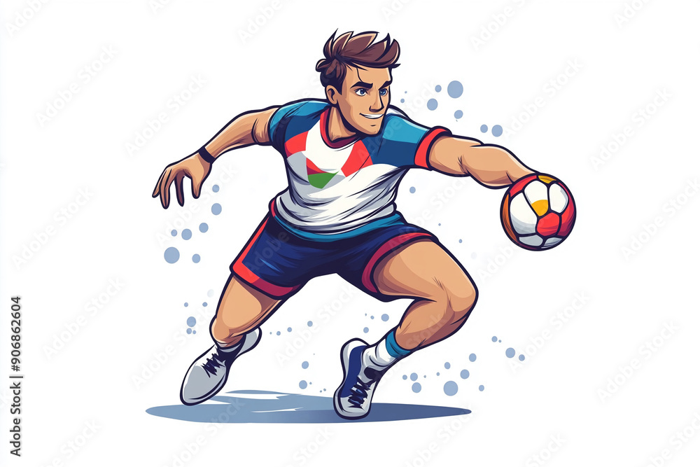 Cartoon dodgeball player with Olympic flag design for T shirt POD print ...