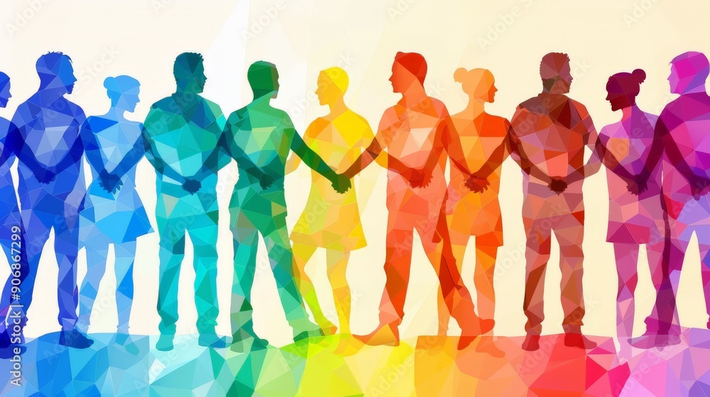 A dynamic image showcasing people of all colors holding hands ...