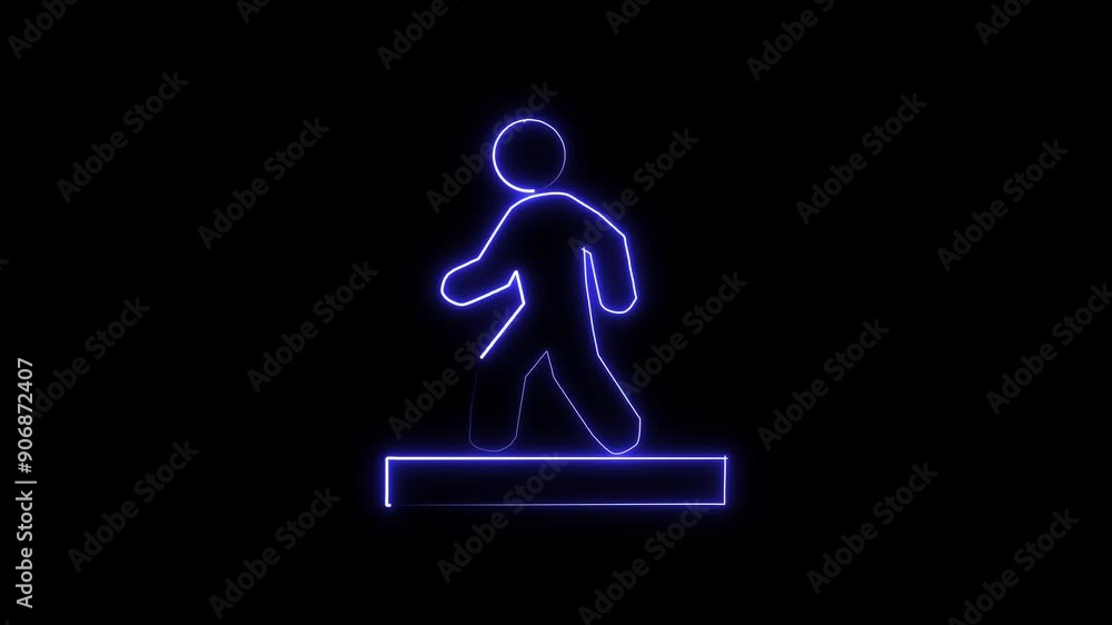 Glowing walking sign animation. Loop animation of icon going, man walk ...