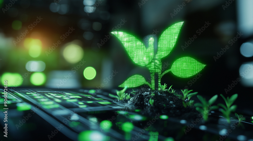 Earth with a green overlay and ESG symbols, promoting a sustainable ...