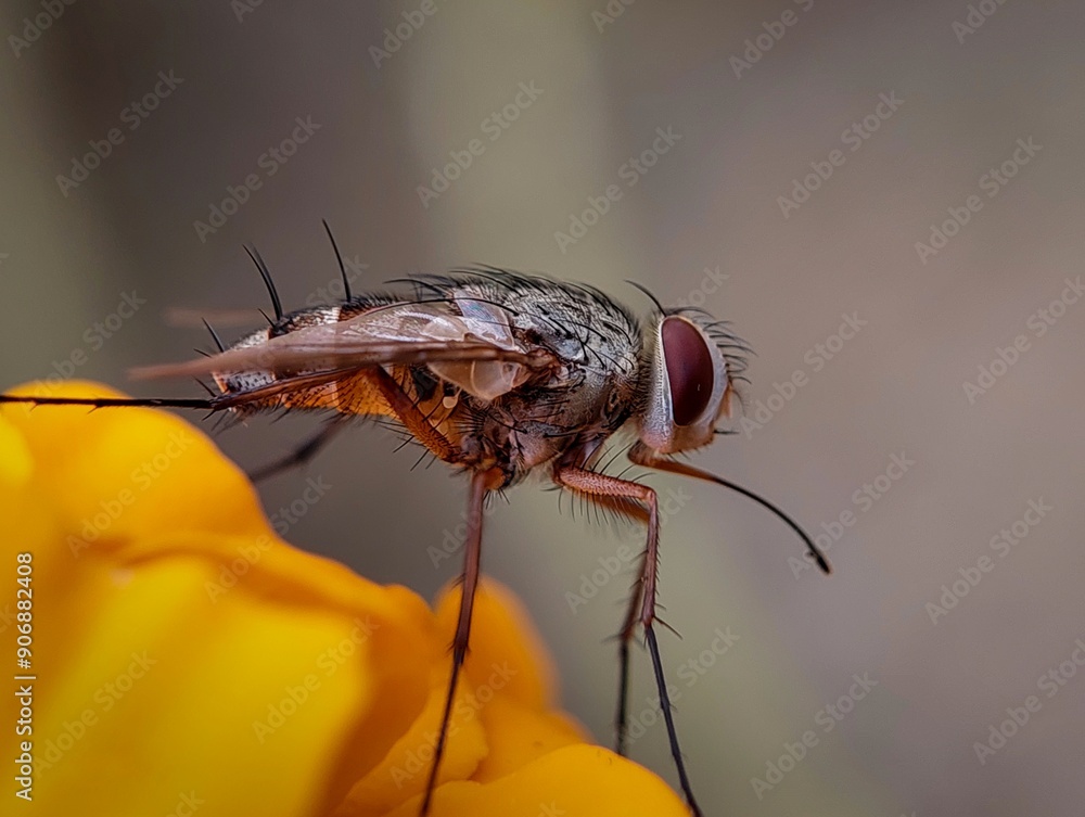 Poster Fly in flower unprocessed , A genuine fly is an insect, in the ...