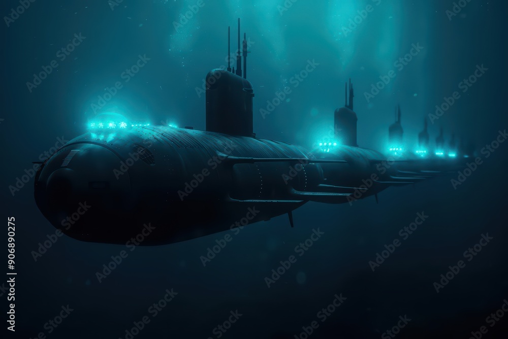 Photo & Art Print Ultramodern submarines explore an underwater ...