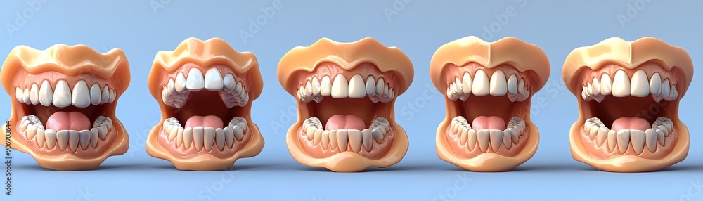 Time lapse animation of a set of dentures transforming from a simple ...