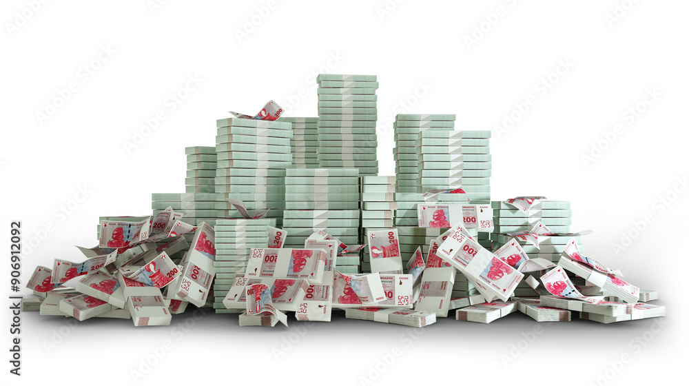 Big stacks of Zimbabwe gold zig notes. A lot of money isolated on ...