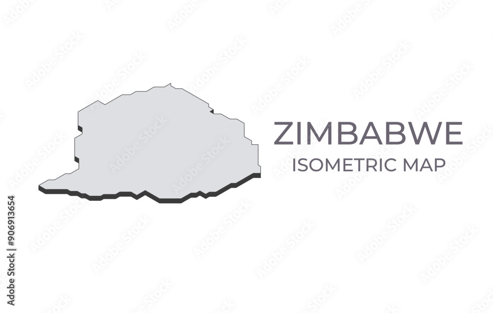Map of the Zimbabwe in simple isometric form. Illustration of isometric ...