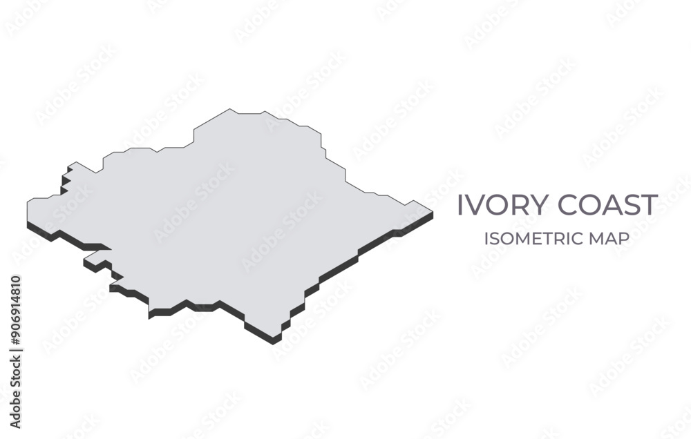 Map of the Ivory Coast in simple isometric form. Illustration of ...