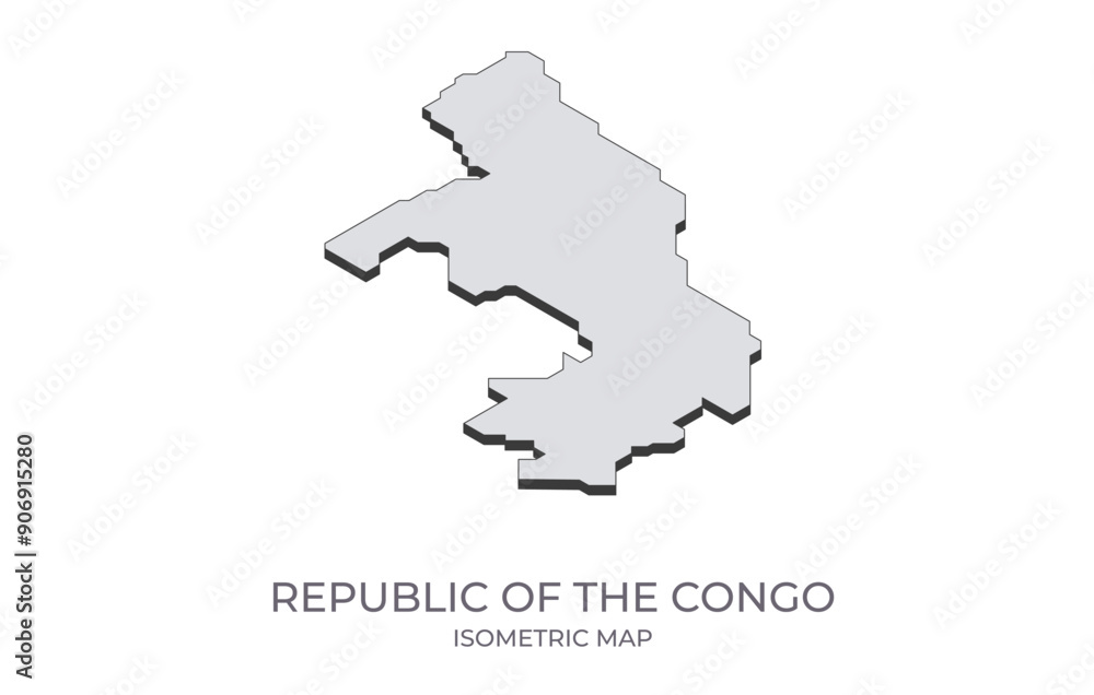 Map of the Republic of the Congo in simple isometric form. Illustration ...