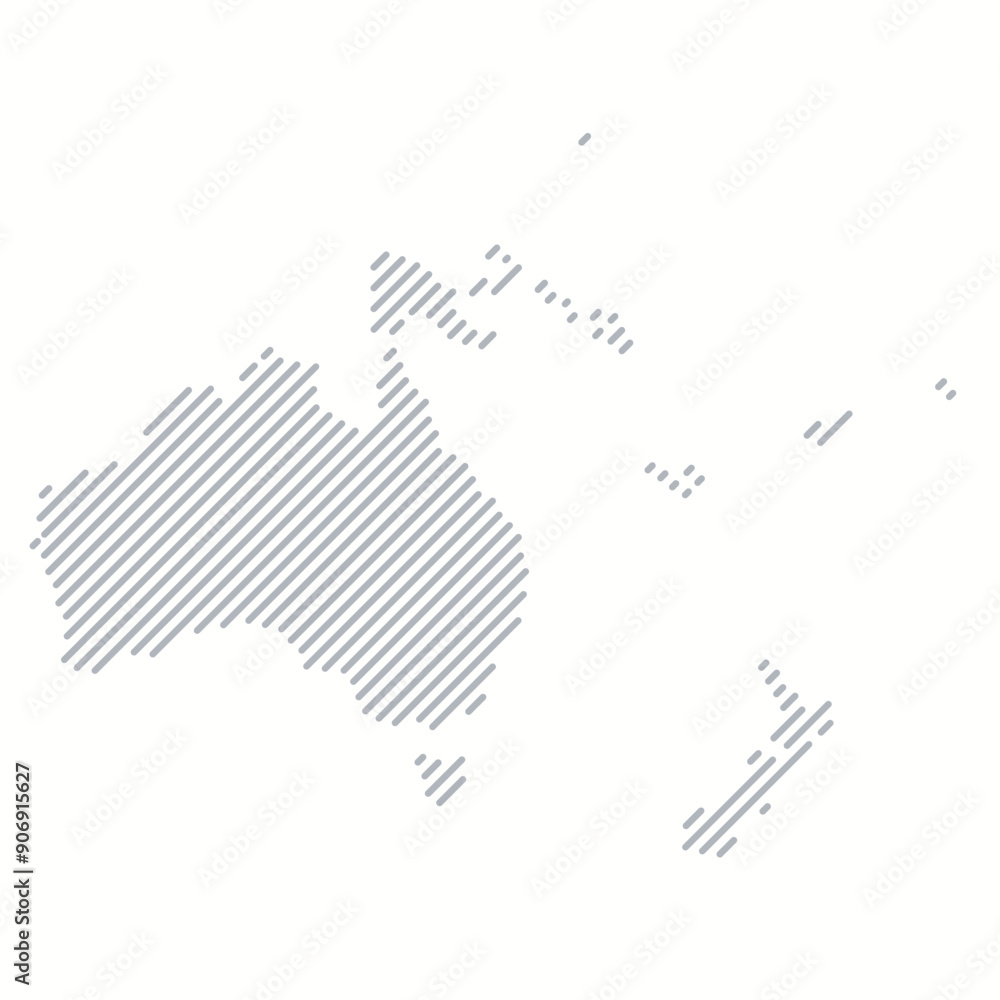Stylized map of Oceania from lines. Map of Oceania in simple composed ...