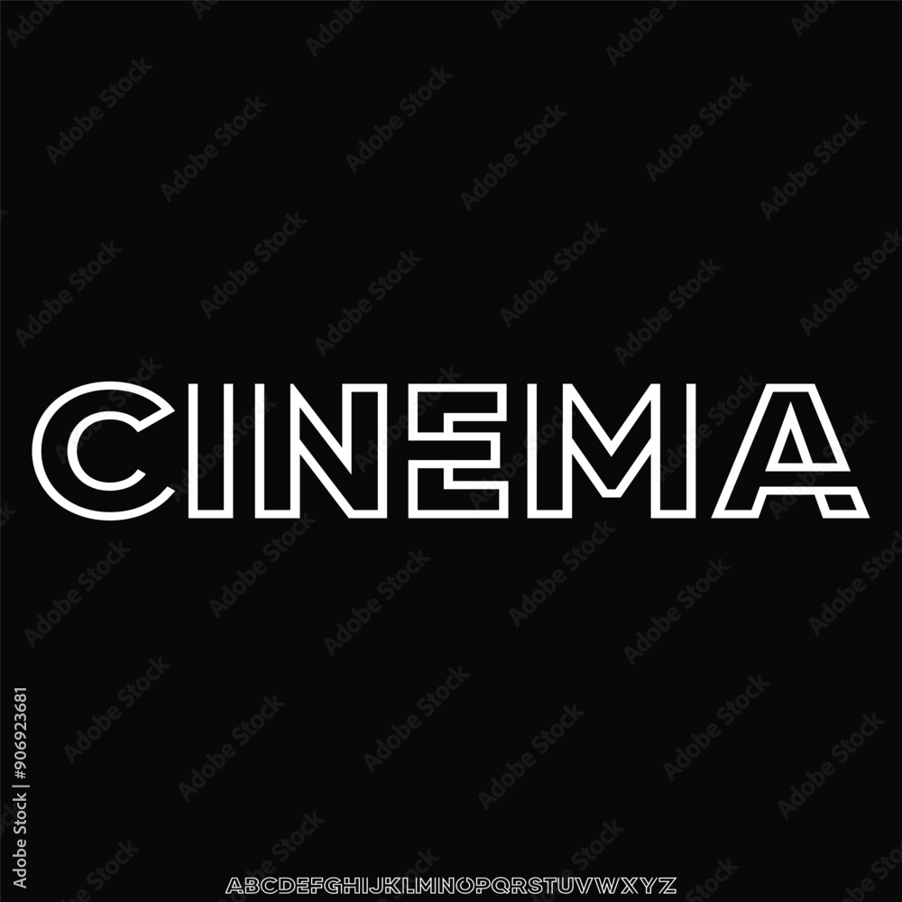 cinema, a glicth text vector alphabet font typeset Stock Vector | Adobe ...