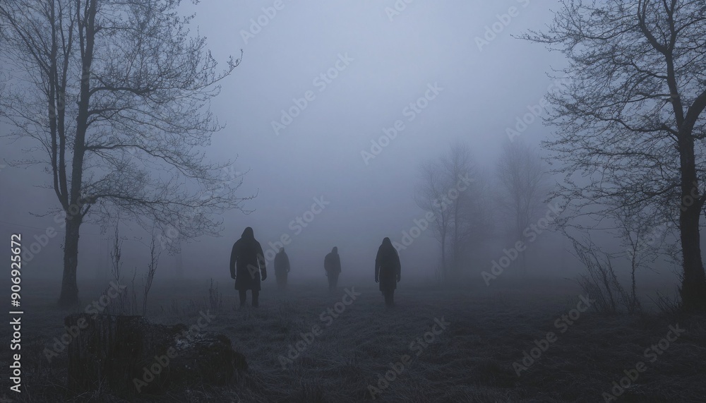 Ethereal Halloween Haunt Ghostly Faces Emerging in Mist from Old ...