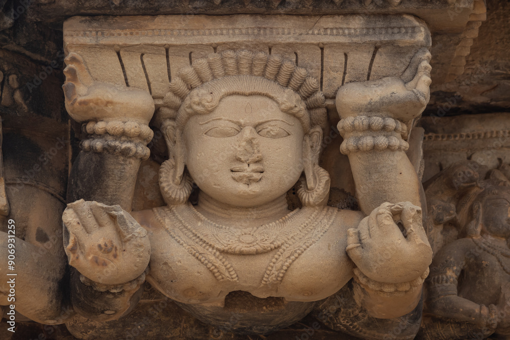 India, Madhya Pradesh, Morena, Beautiful Carving of Kichak, the Pillar ...