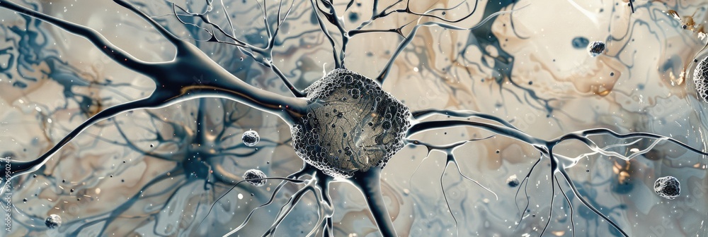 Neuroscience Stunning neuron centered in a histological slice of brain ...
