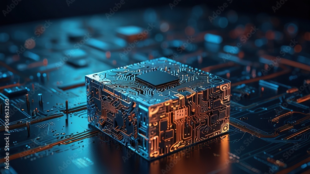 Abstract technology circuit design CPU motherboard of a computer board ...