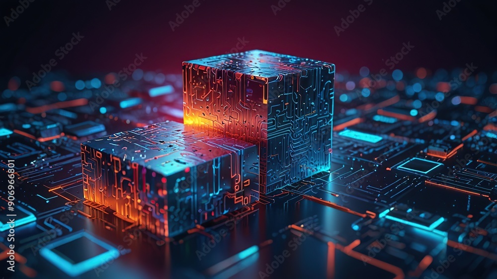 Abstract technology circuit design CPU motherboard of a computer board ...