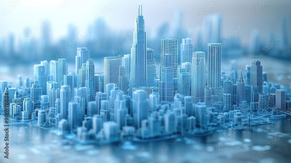 Thermal imaging of a cityscape, urban cooling regulation, infrared view ...