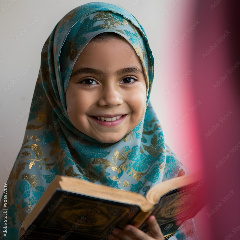 A girl is sitting on the floor reading a holy Quran, A girl holding a ...