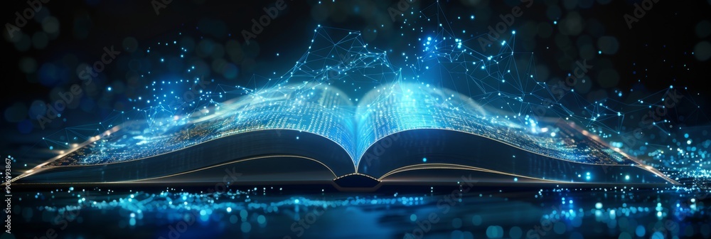 Glimpses of Tomorrow: A Futuristic Low-Poly Luminous Book Opening in ...