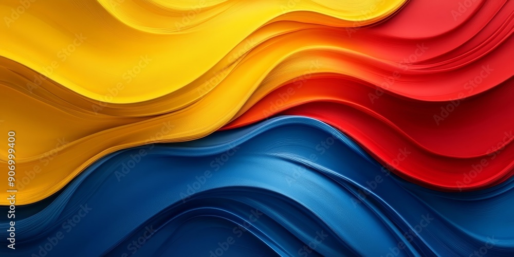 Abstract background yellow blue red color flow grainy wave dark noise ...