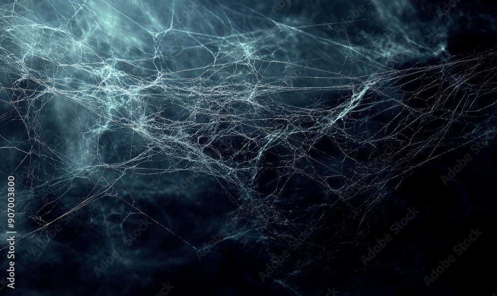 Real creepy spider webs silhouette isolated on black banner panorama ...