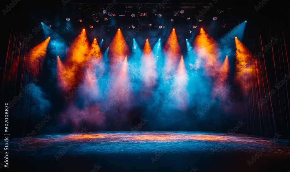 Theater stage light background with spotlight illuminated the stage ...