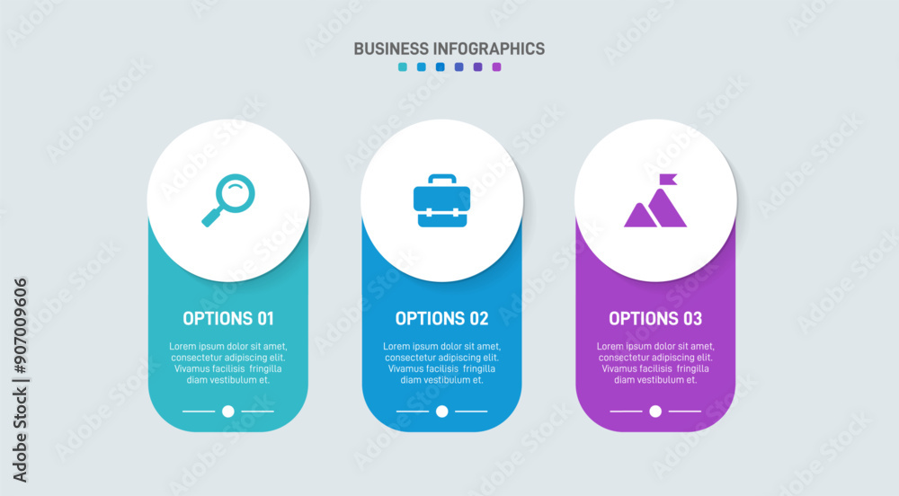 Horizontal progress bar featuring 3 arrow-shaped elements, symbolizing ...