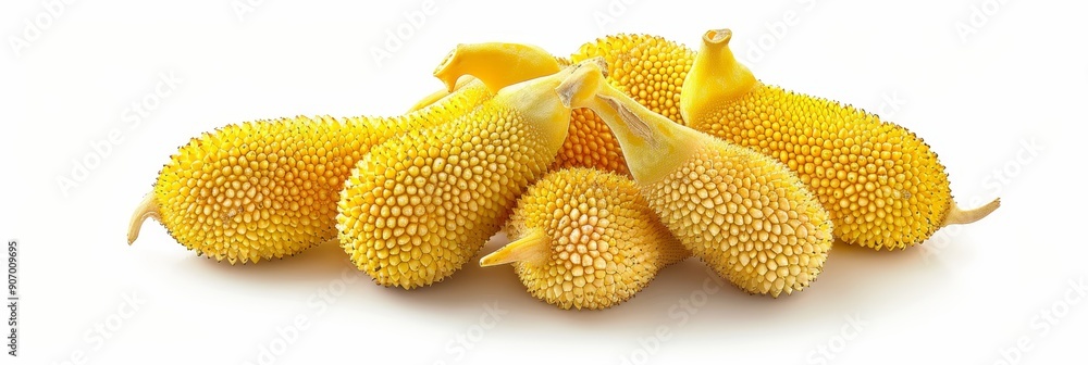 A group of yellow Artocarpus lakoocha fruits, also known as monkey jack ...