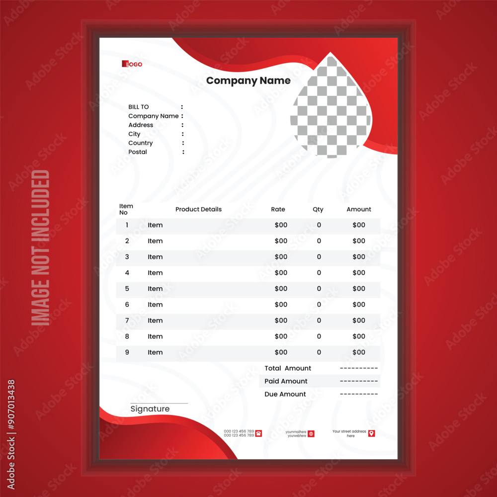 invoice template. two color invoice template. minimal invoice form ...