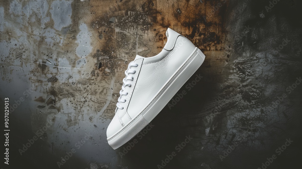 White leather sneaker like casual shoes with flat sole without ...
