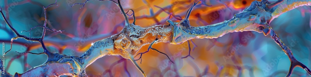 Microscopic view of a senile brain tissue sample stained using a silver ...
